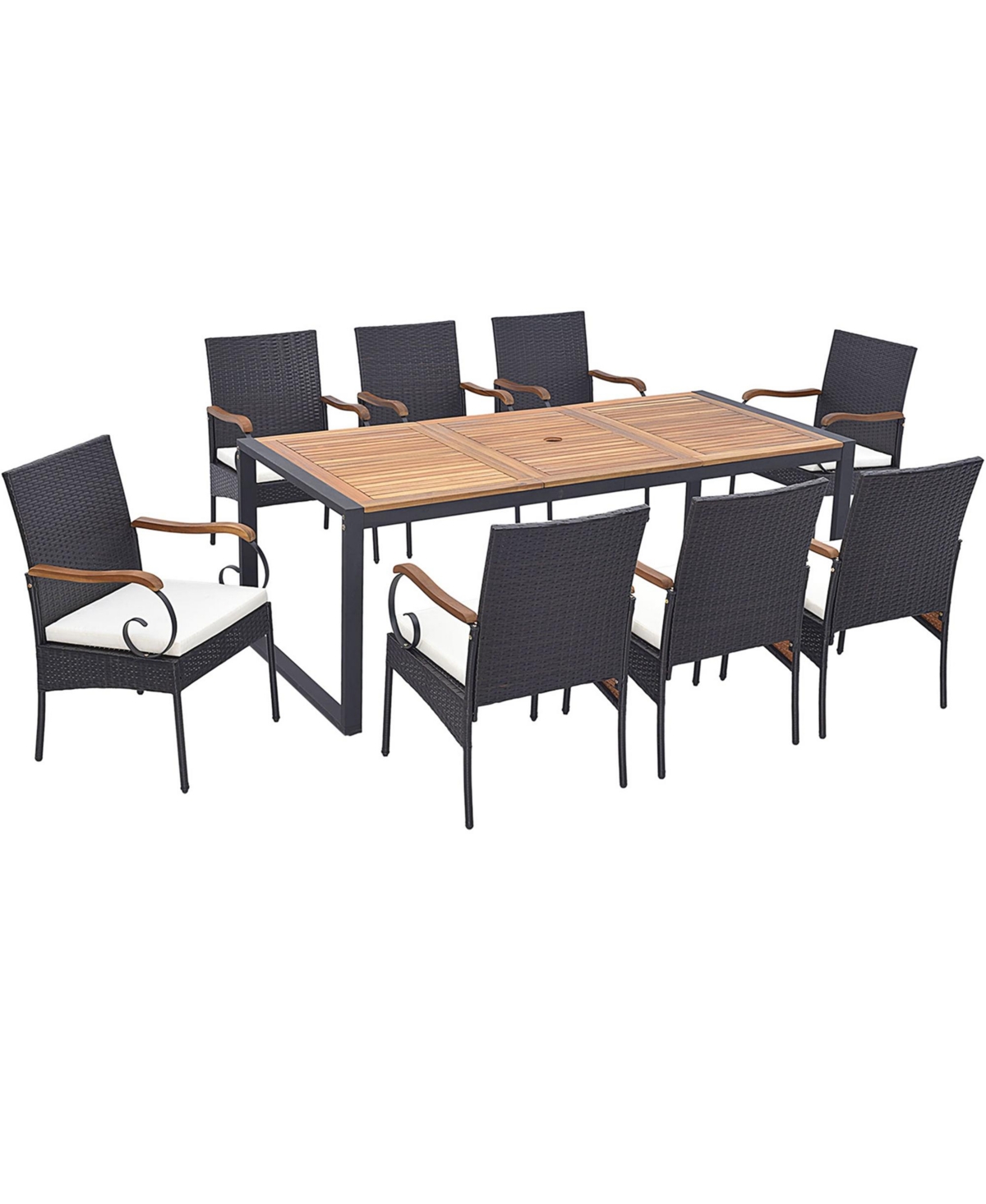 Click here for Costway 9 Pieces Patio Rattan Dining Set with Acac... prices