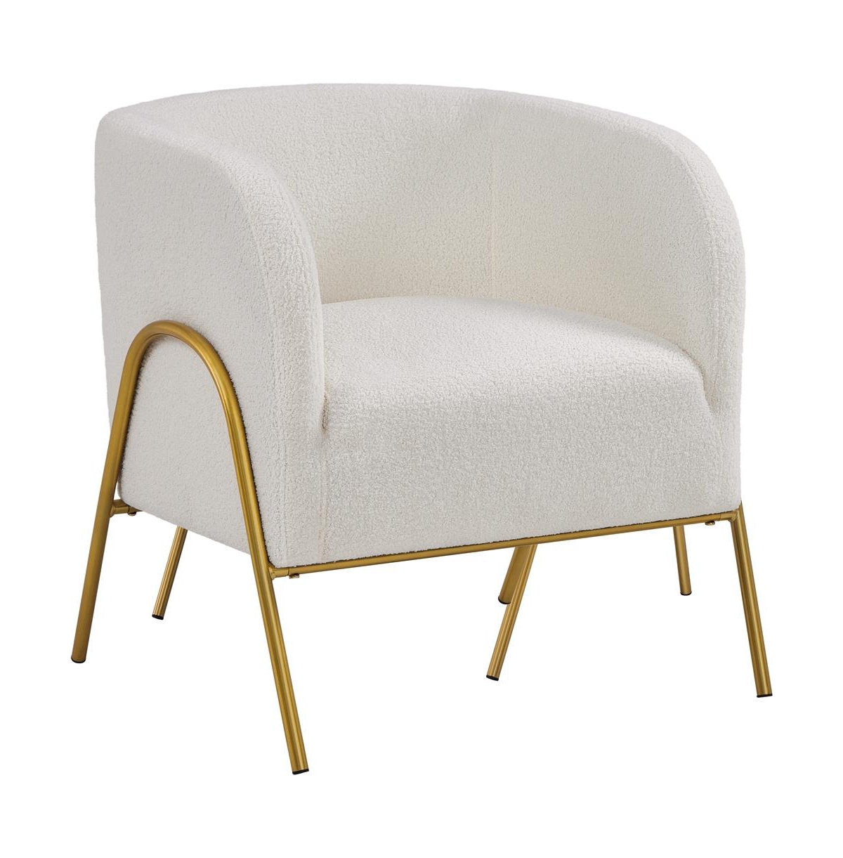 Click here for Yaheetech Boucle Barrel Accent Armchair with Gold-... prices