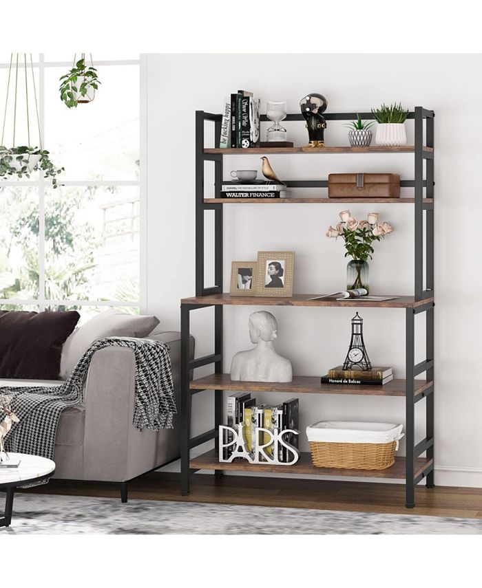 Tribesigns 5-Tier Kitchen Bakers Rack with Hutch, Industrial Microwave ...