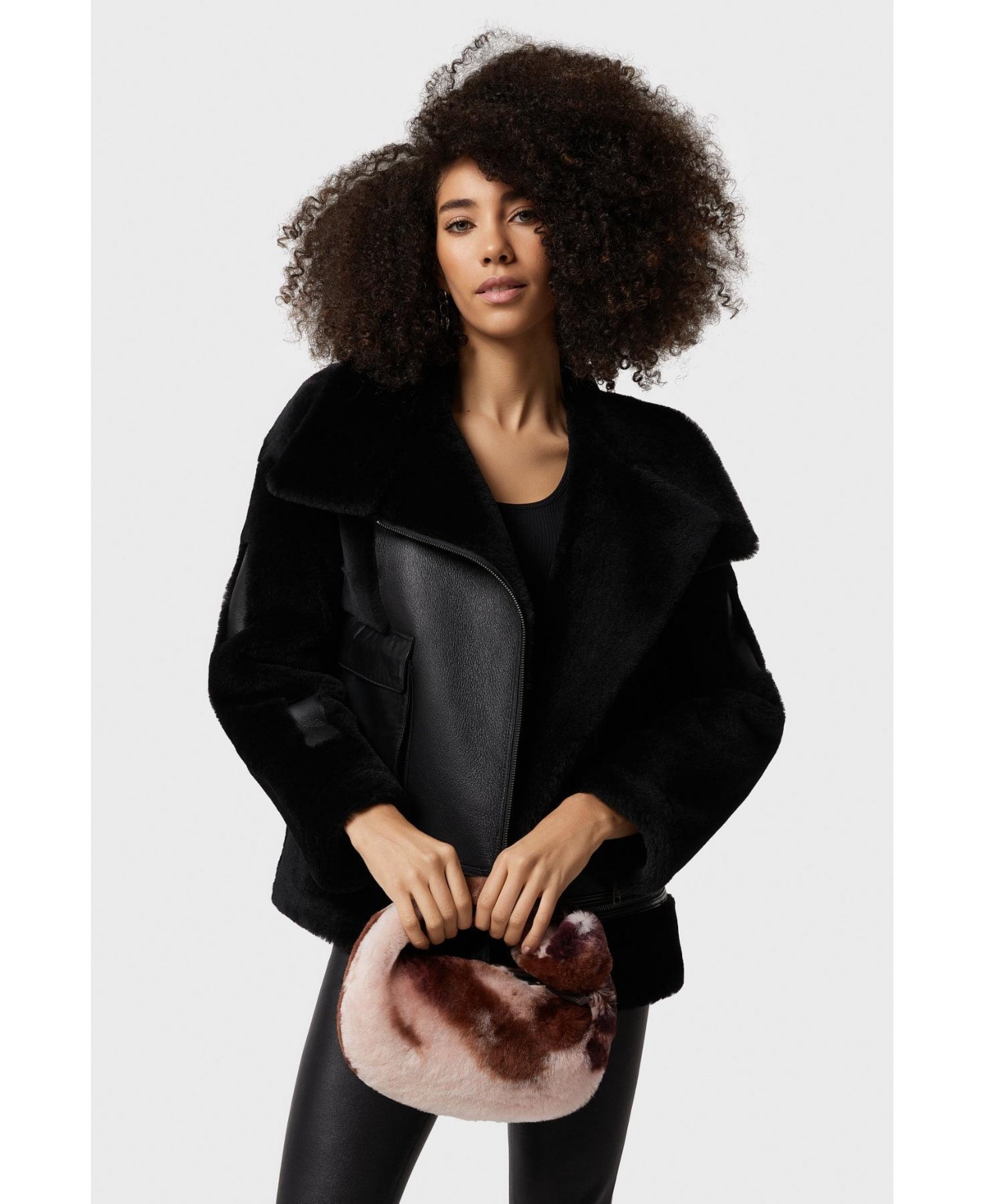 Click here for Womens Shearling Mini Bag - Brown multicolor prices