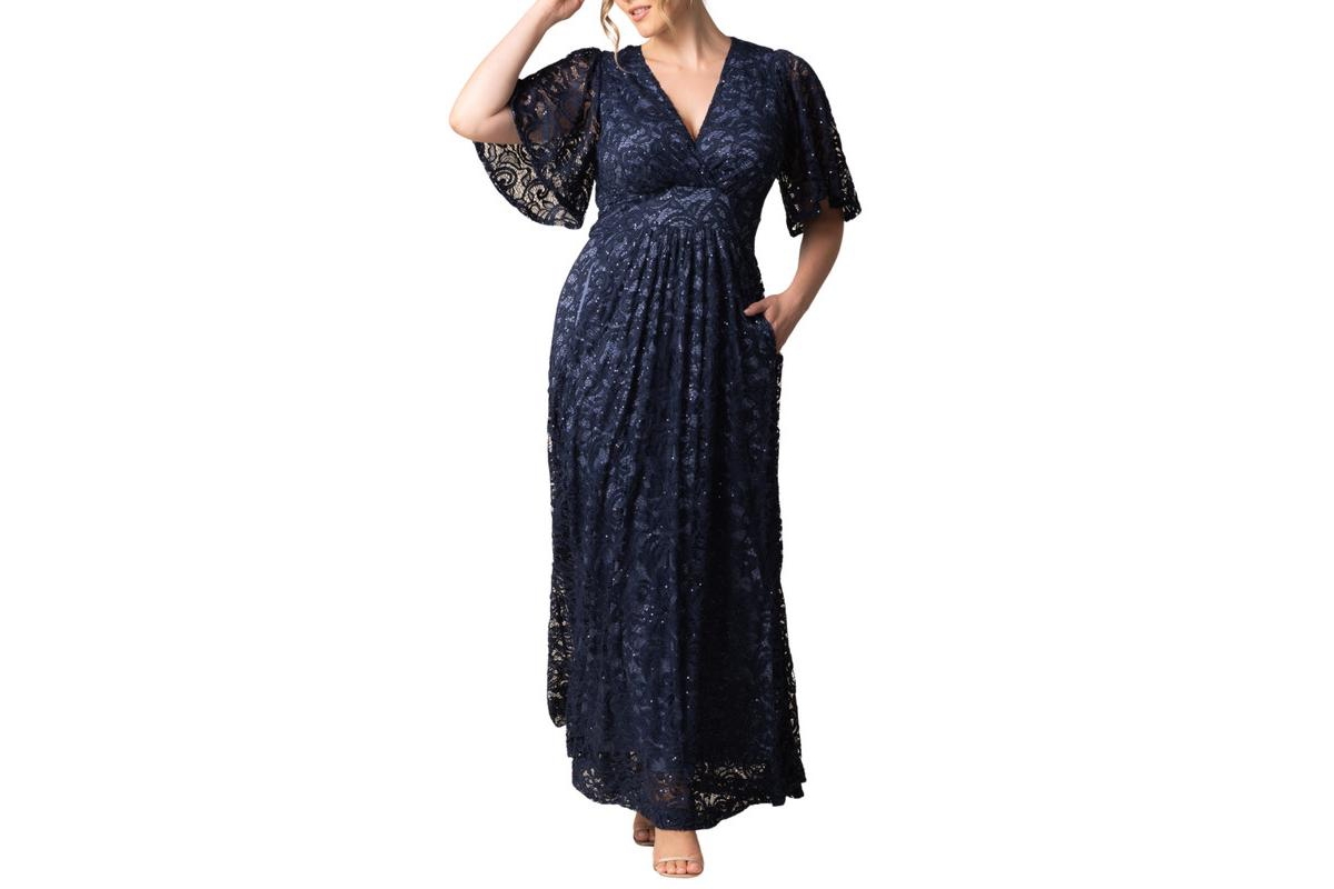 Click here for Kiyonna Plus Size Luminous Sequin Lace Evening Gow... prices