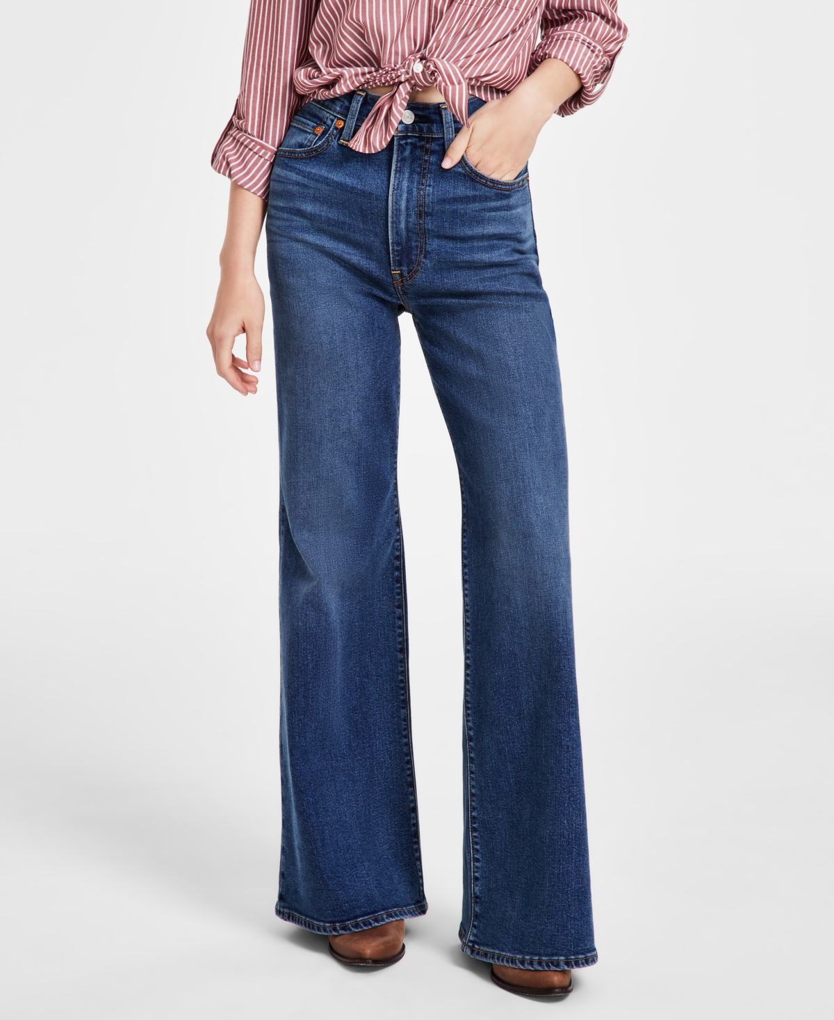 Click here for Levis Womens Ribcage Bell High-Rise Flare-Leg Jean... prices