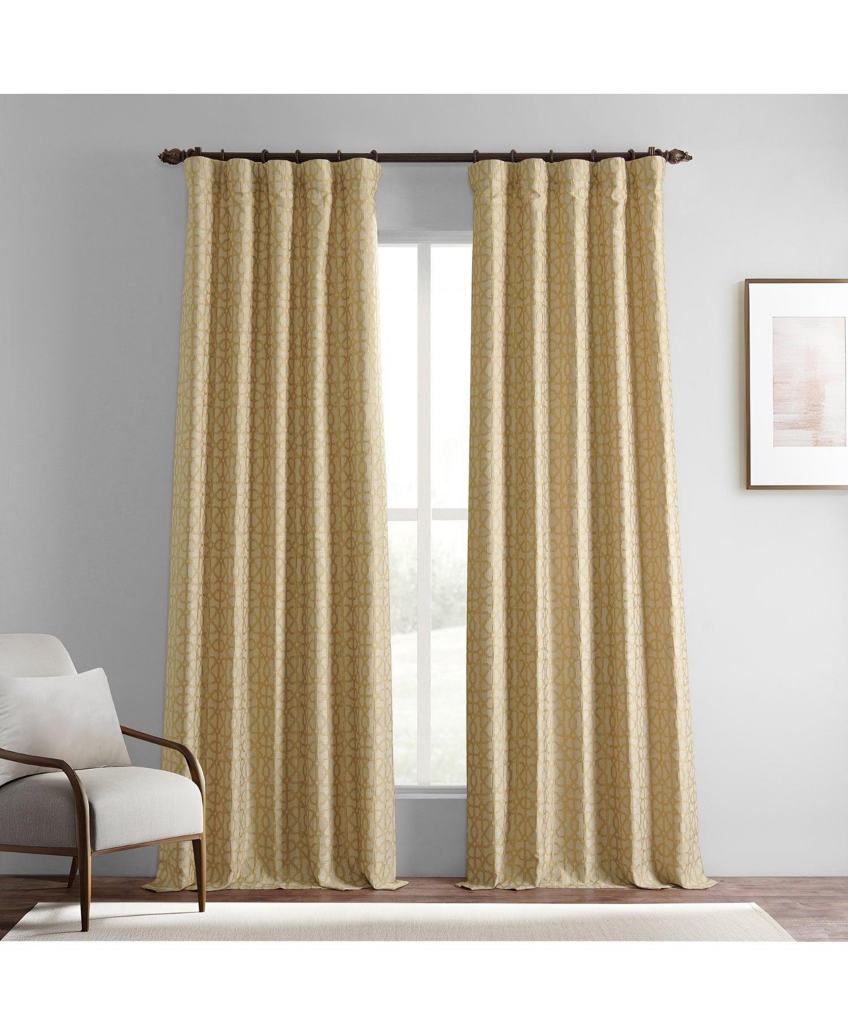 Click here for Half Price Drapes Metro Gold Geometric Faux Silk J... prices