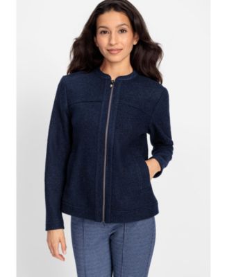 Olsen Women's Boiled Wool Zip Front Jacket - Macy's