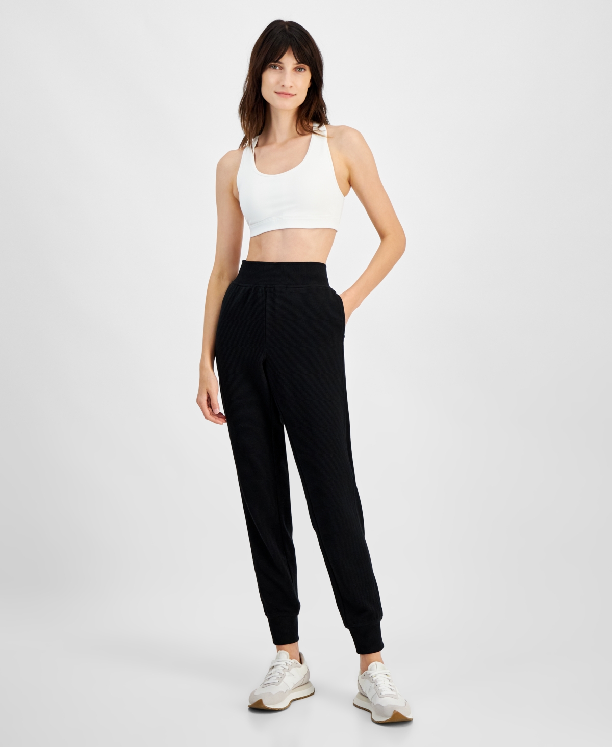Click here for Id Ideology Womens Ottoman-Rib Jogger Pants  Creat... prices