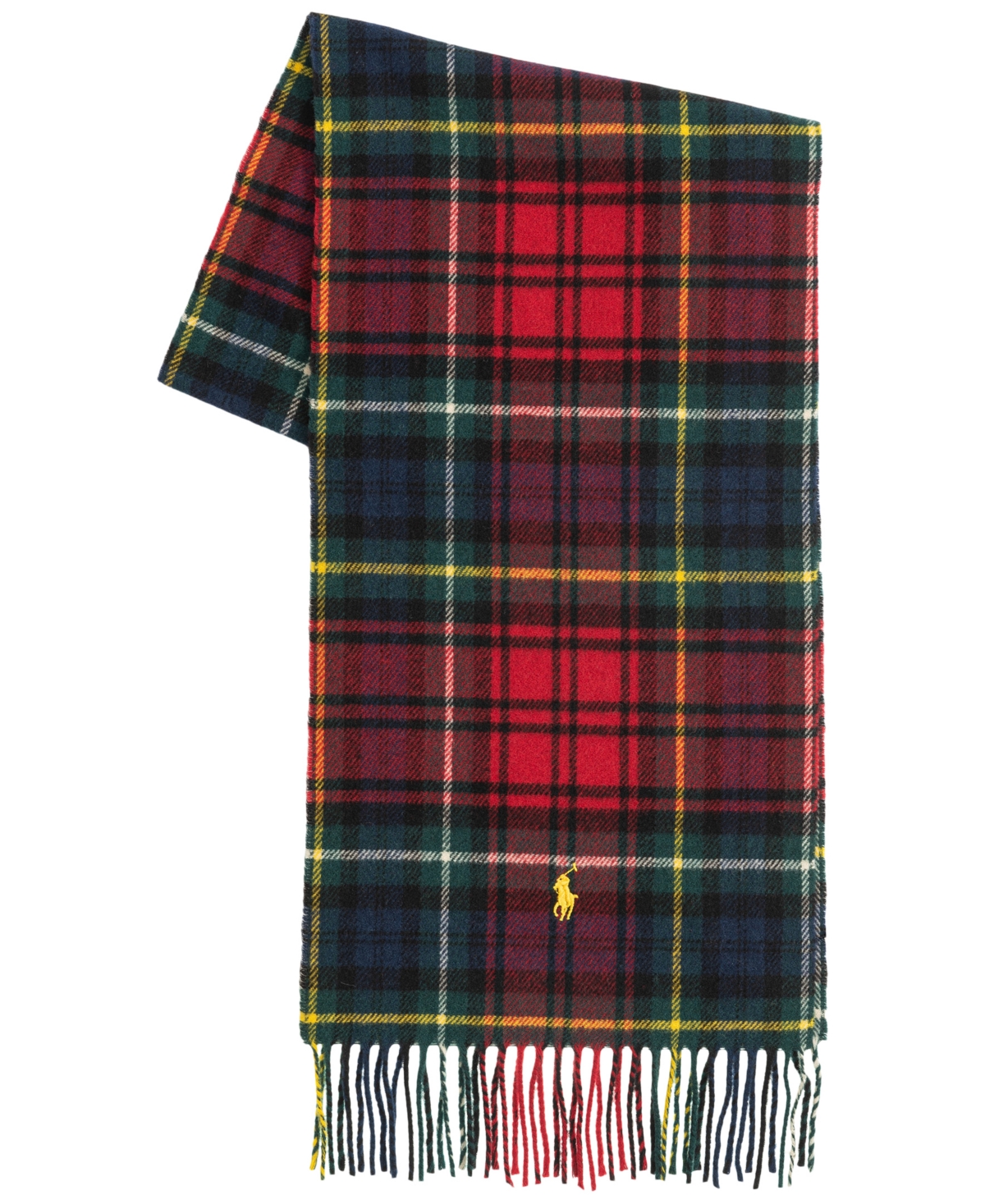 Click here for Polo Ralph Lauren Mens Woolen Plaid Scarf - Red Mu... prices