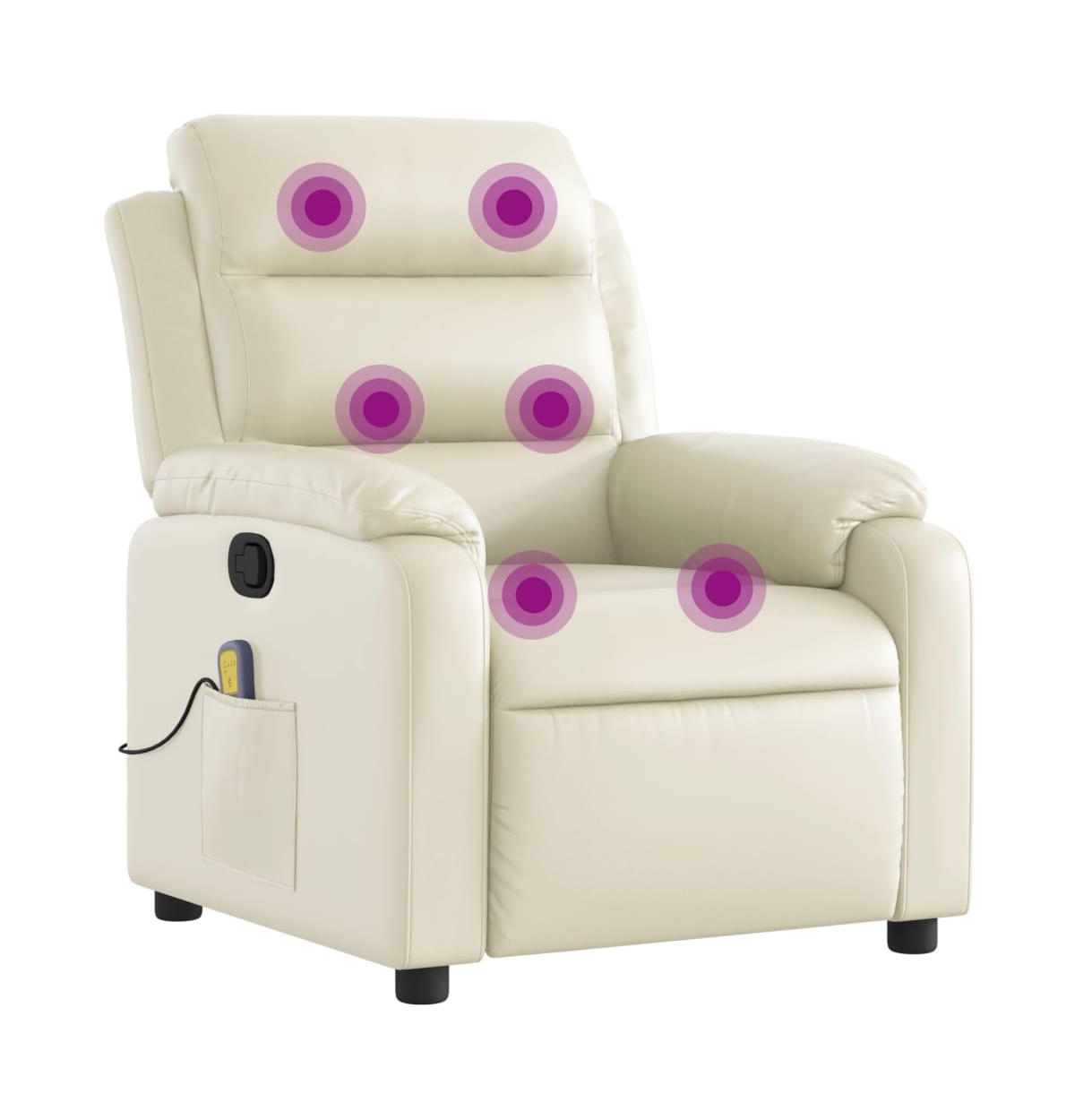 Click here for vidaXL Massage Recliner Chair Cream Faux Leather -... prices