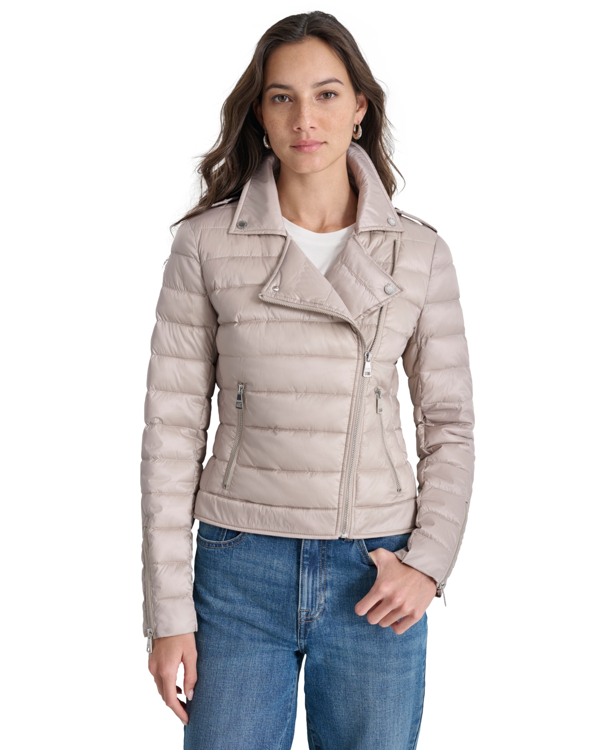 Click here for Dkny Jeans Womens Lightweight Zip-Front Puffer Jac... prices