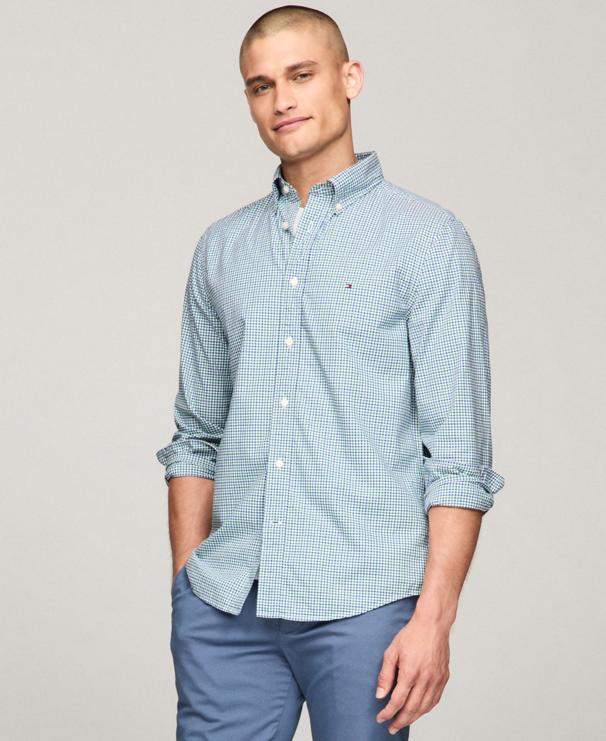 Click here for Tommy Hilfiger Mens Regular-Fit Flex Gingham Check... prices