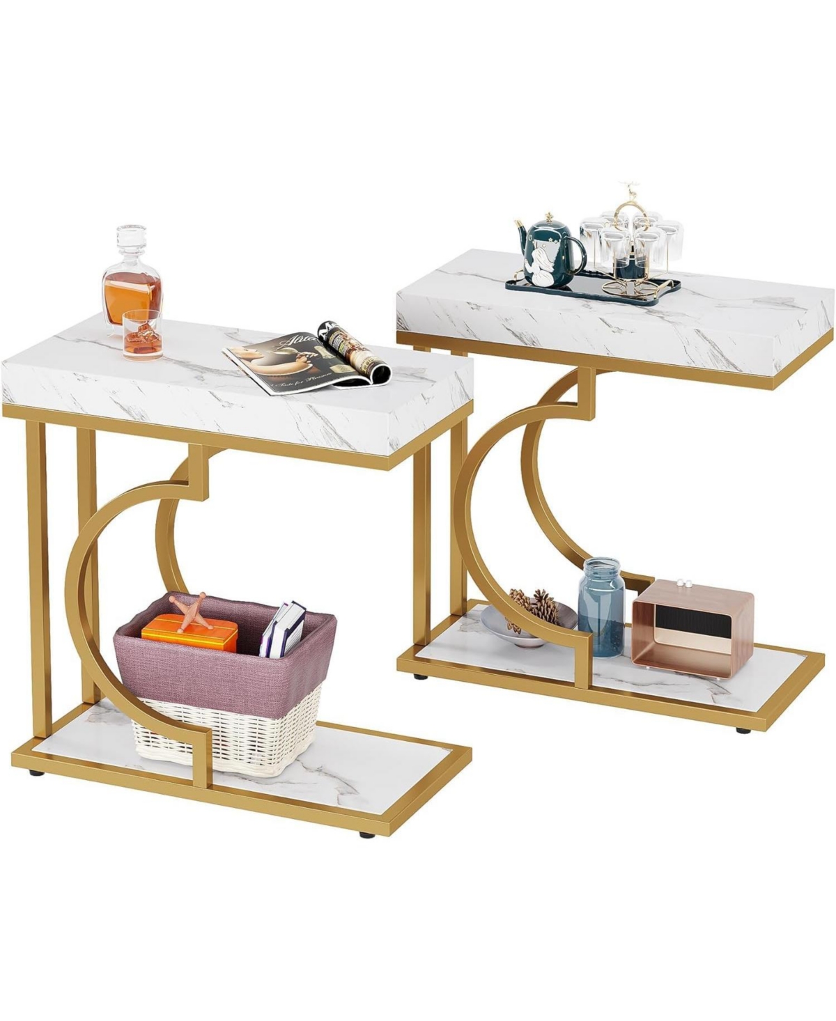 Click here for Tribesigns Set of 2 C Shaped End Table  Narrow Sid... prices