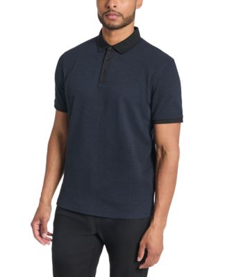 Kenneth Cole Men's Slim-Fit 4-Way Stretch Textured-Knit Polo Shirt - Macy's