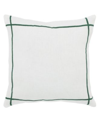 IHI Home Solid Linen Pillow with Multicolor Strips, 20"SQ - Macy's