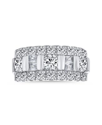 Bling Jewelry Channel Set CZ Alternating Round Baguette Wide Couples ...