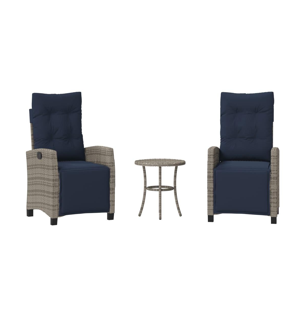 Click here for vidaXL 3 Piece Bistro Set with Cushions Gray Poly... prices