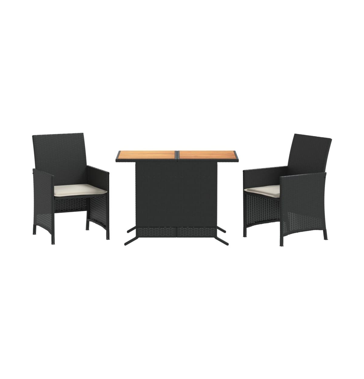 Click here for vidaXL 3 Piece Bistro Set with Cushions Black Poly... prices