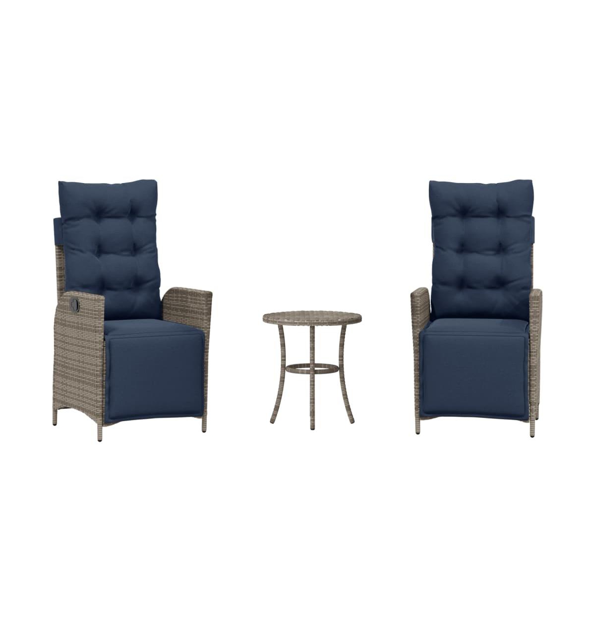 Click here for vidaXL 3 Piece Bistro Set with Cushions Gray Poly... prices
