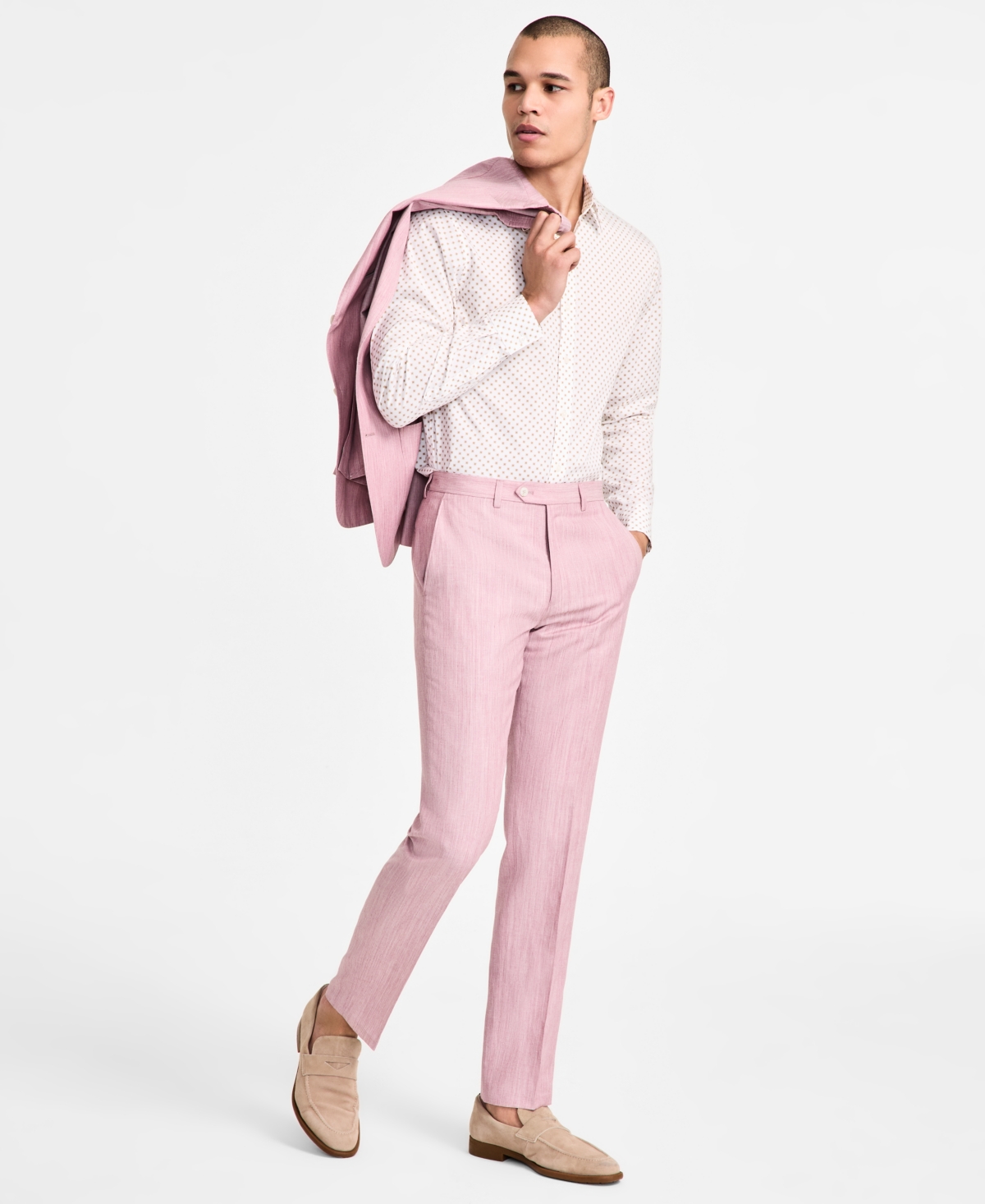 Michael Kors Mens Classic Fit Pink Suit Separates Pant - Pink