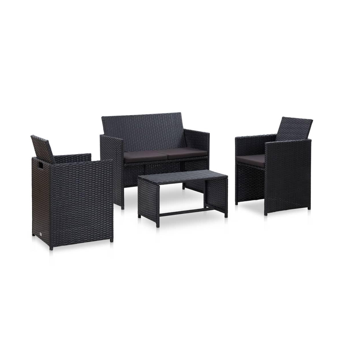 Click here for vidaXL 4 Piece Patio Lounge Set with Cushions Poly... prices