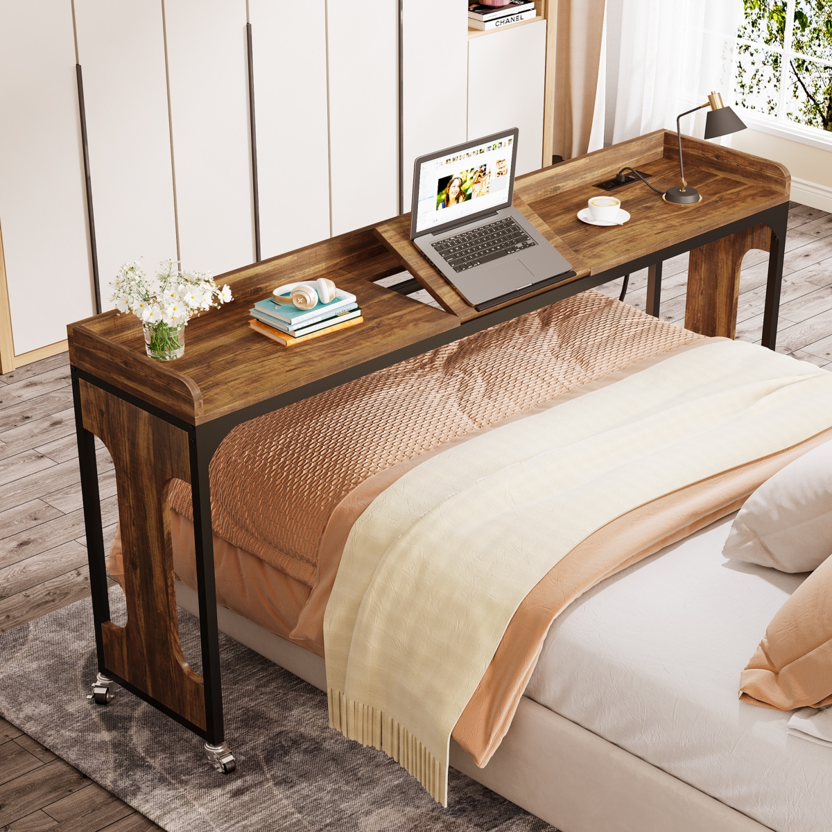 Click here for Tribesigns Overbed Table with Wheels  71 Queen Siz... prices