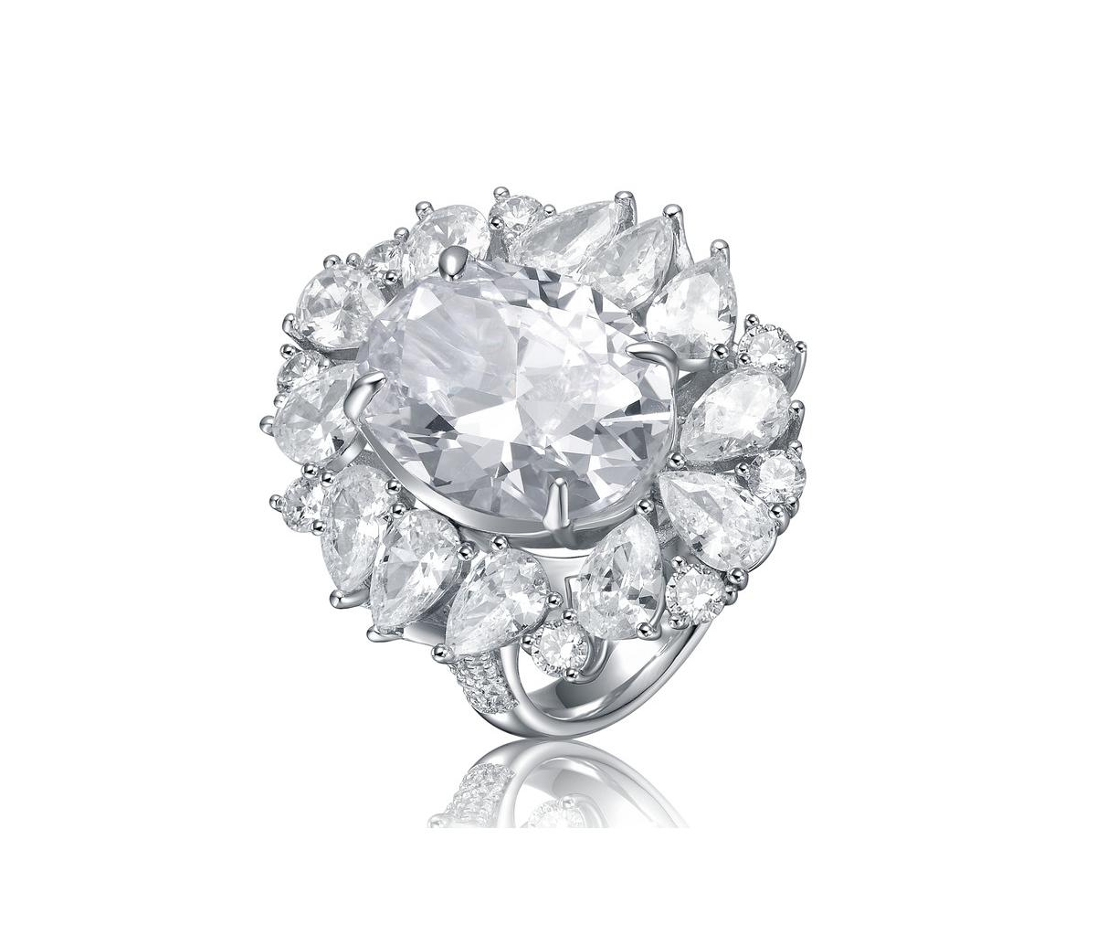 Click here for White Gold Plated with Clear Cubic Zirconia Oval C... prices