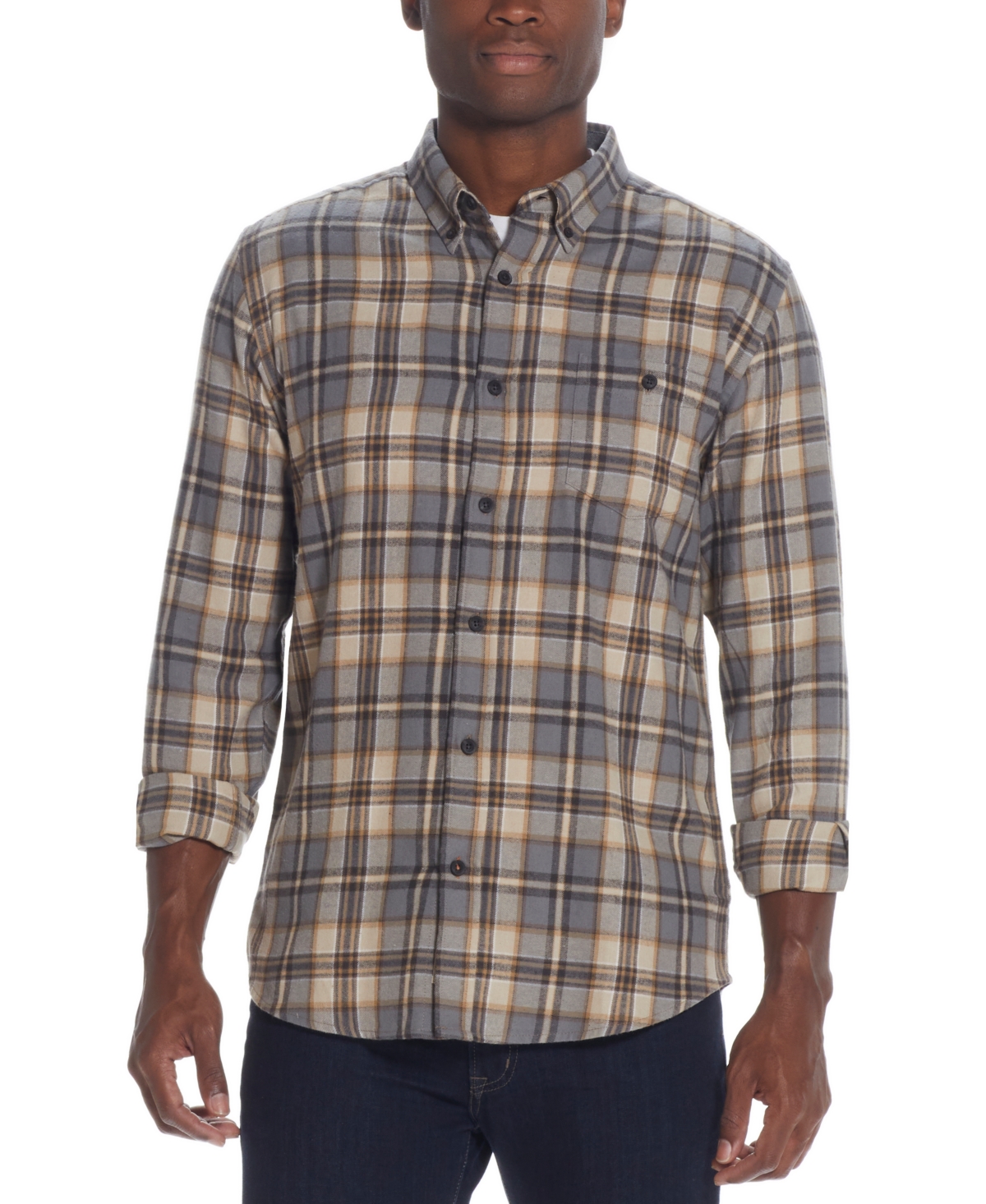 Click here for Weatherproof Vintage Mens Regular-Fit Plaid Button... prices