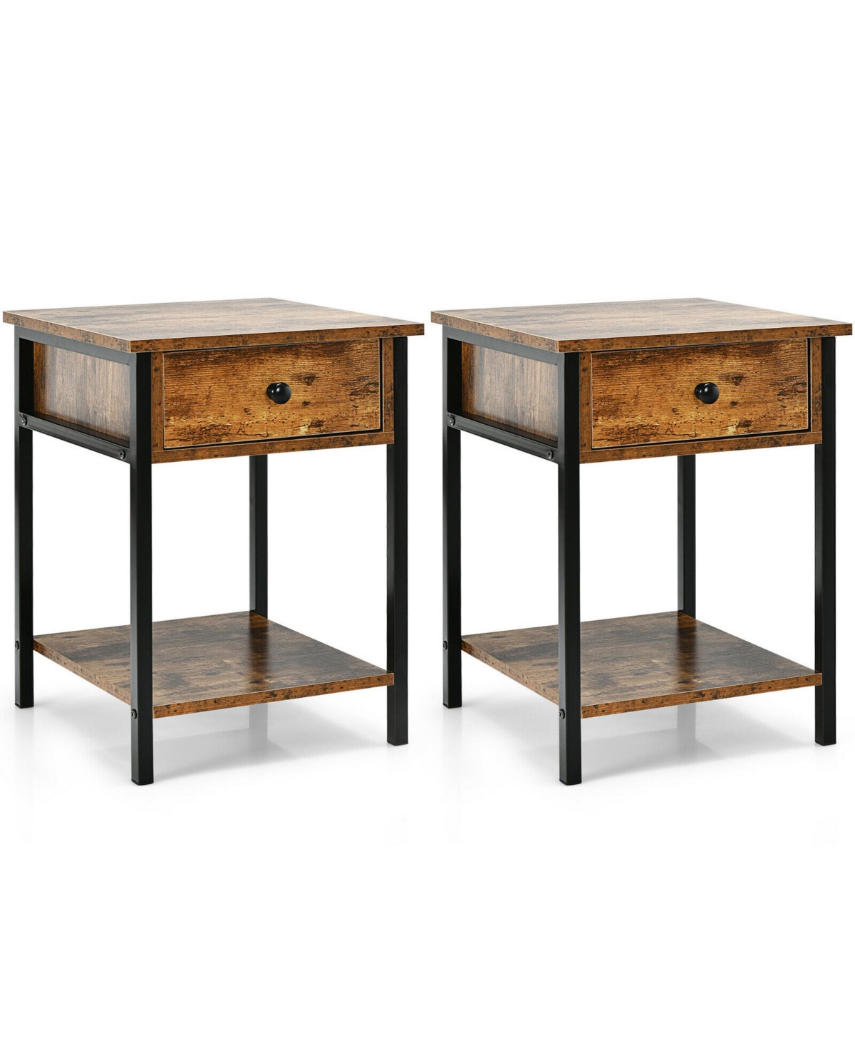 Click here for Gymax 2PCS Industrial End Side Table Nightstand wi... prices