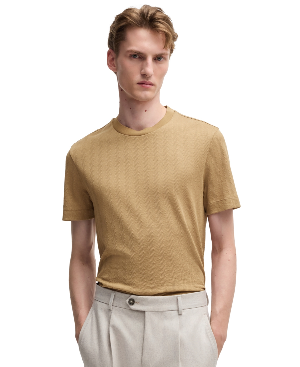 Click here for Boss by Hugo Boss Mens Herringbone Regular-Fit T-S... prices