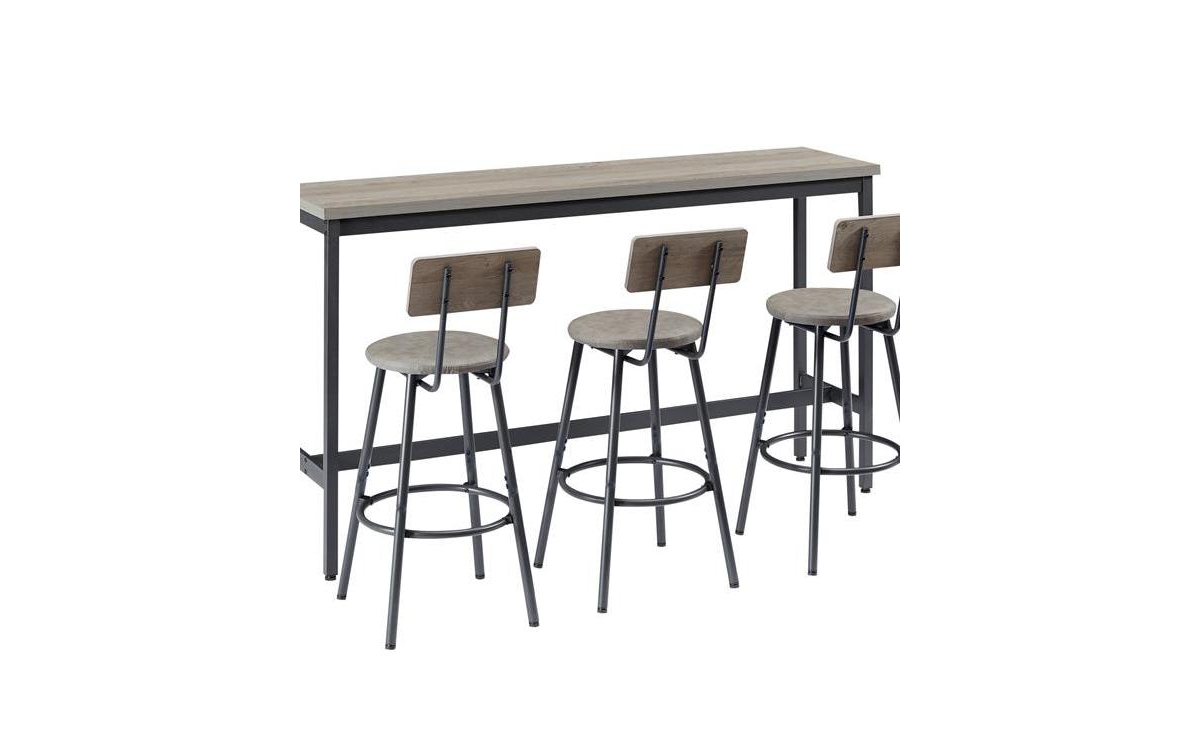 Click here for Long Bar Table Set with 3 Pu Leather Upholstered S... prices
