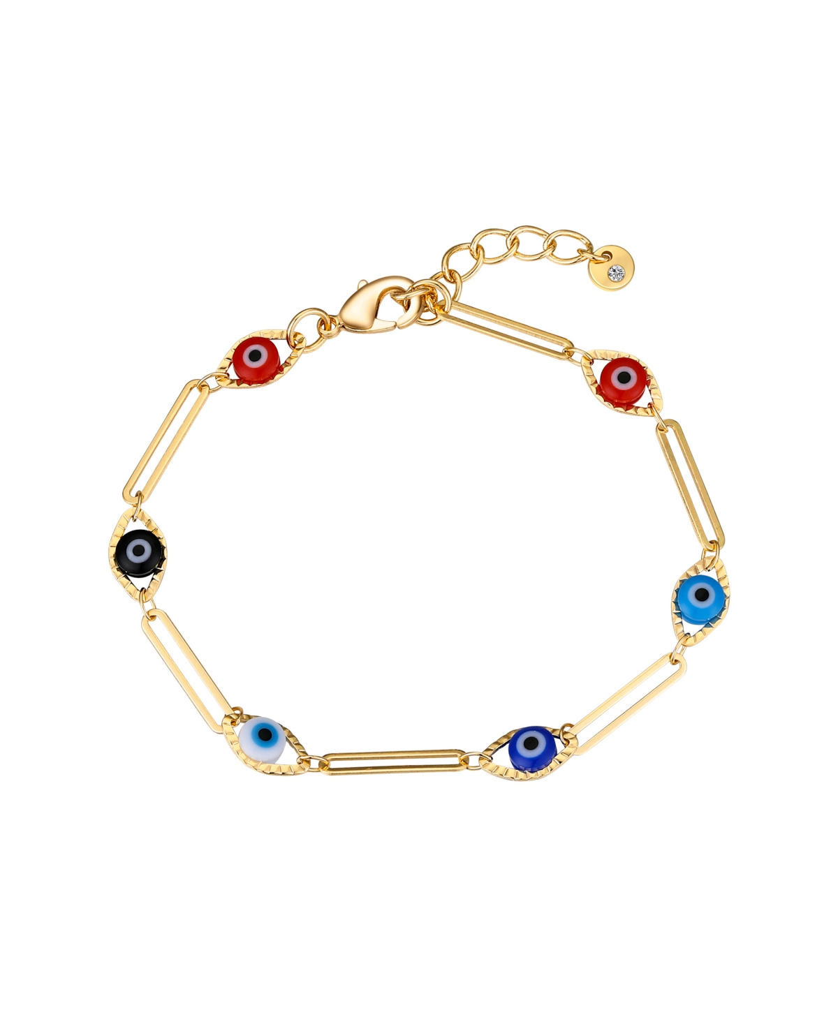Click here for Unwritten Multi Color Evil Eye Paperclip Bracelet... prices