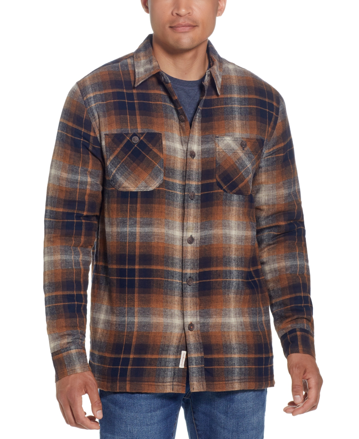 Weatherproof Vintage Men's Sherpa-lined Flannel Shirt Jacket In Chili ...