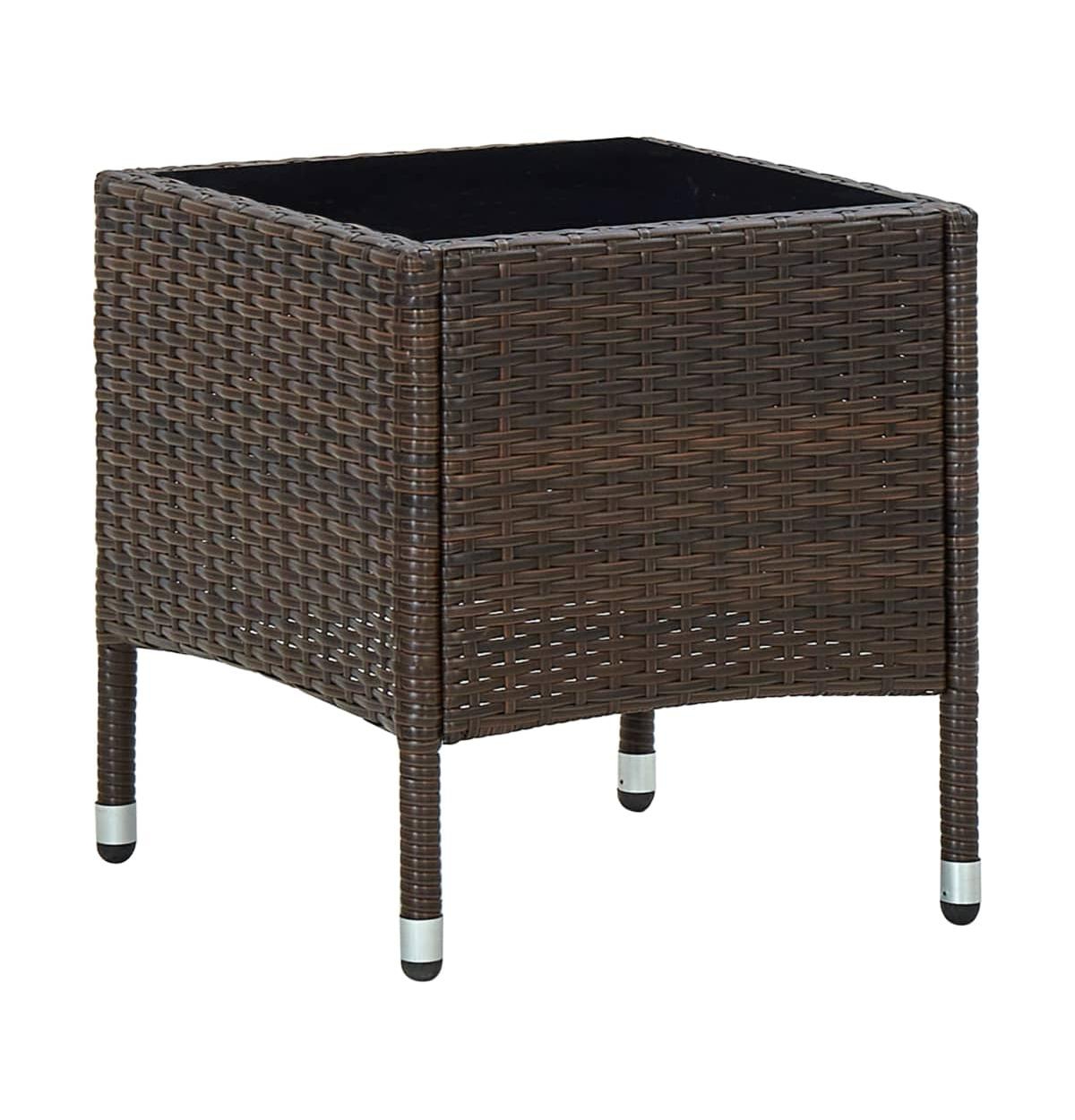 Click here for vidaXL Patio Table Brown 15.7x15.7x17.7 Poly Ratta... prices