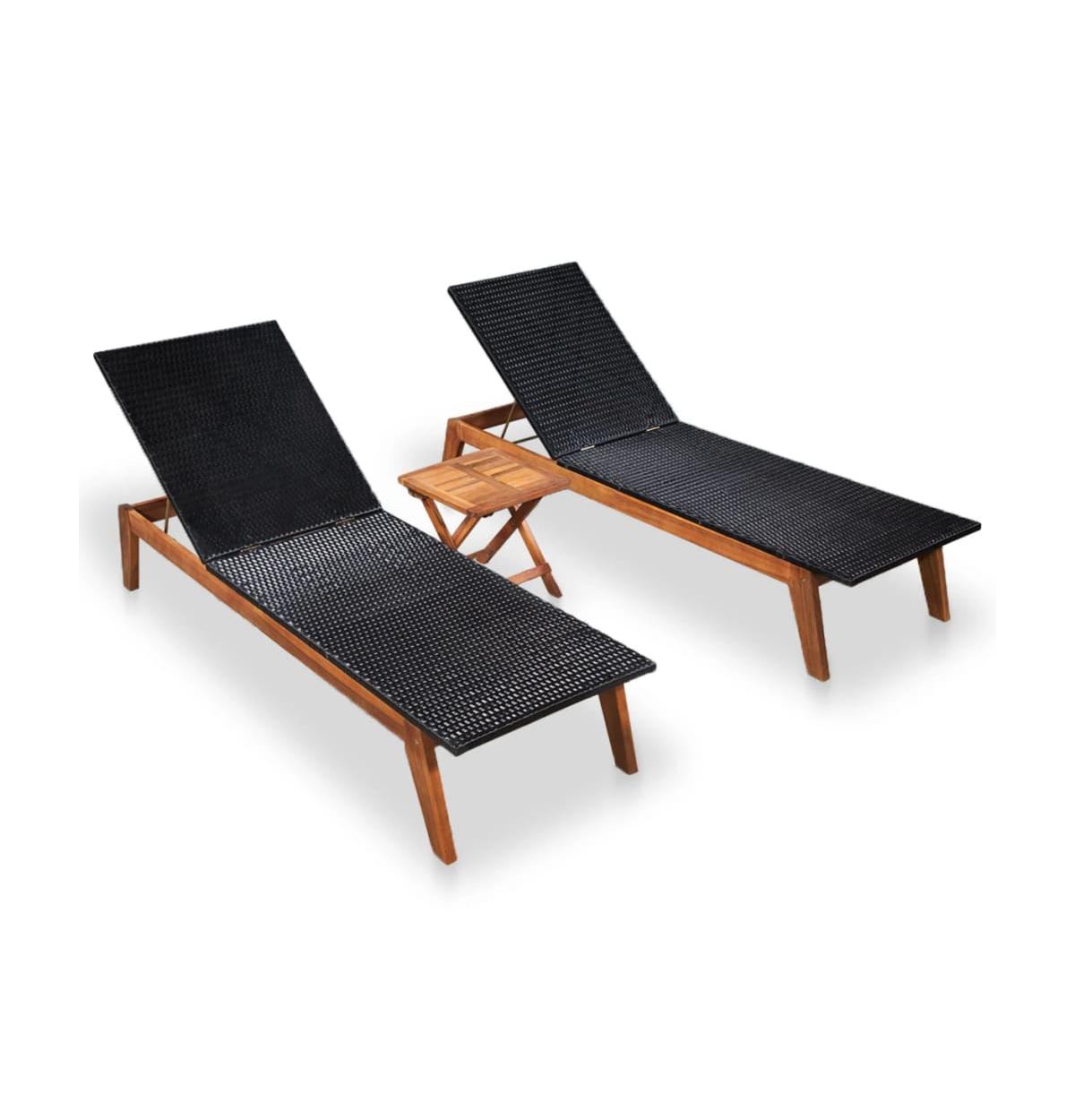 Click here for vidaXL Sun Loungers 2 pcs with Table Poly Rattan a... prices