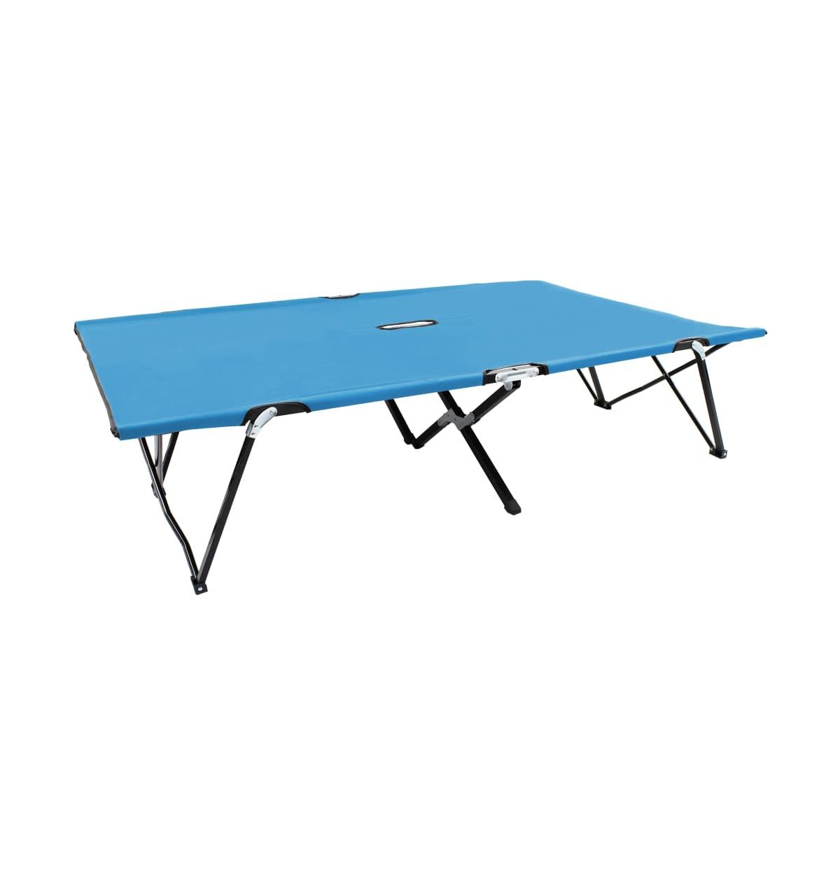 Click here for vidaXL Two Person Folding Sun Lounger Blue Steel -... prices