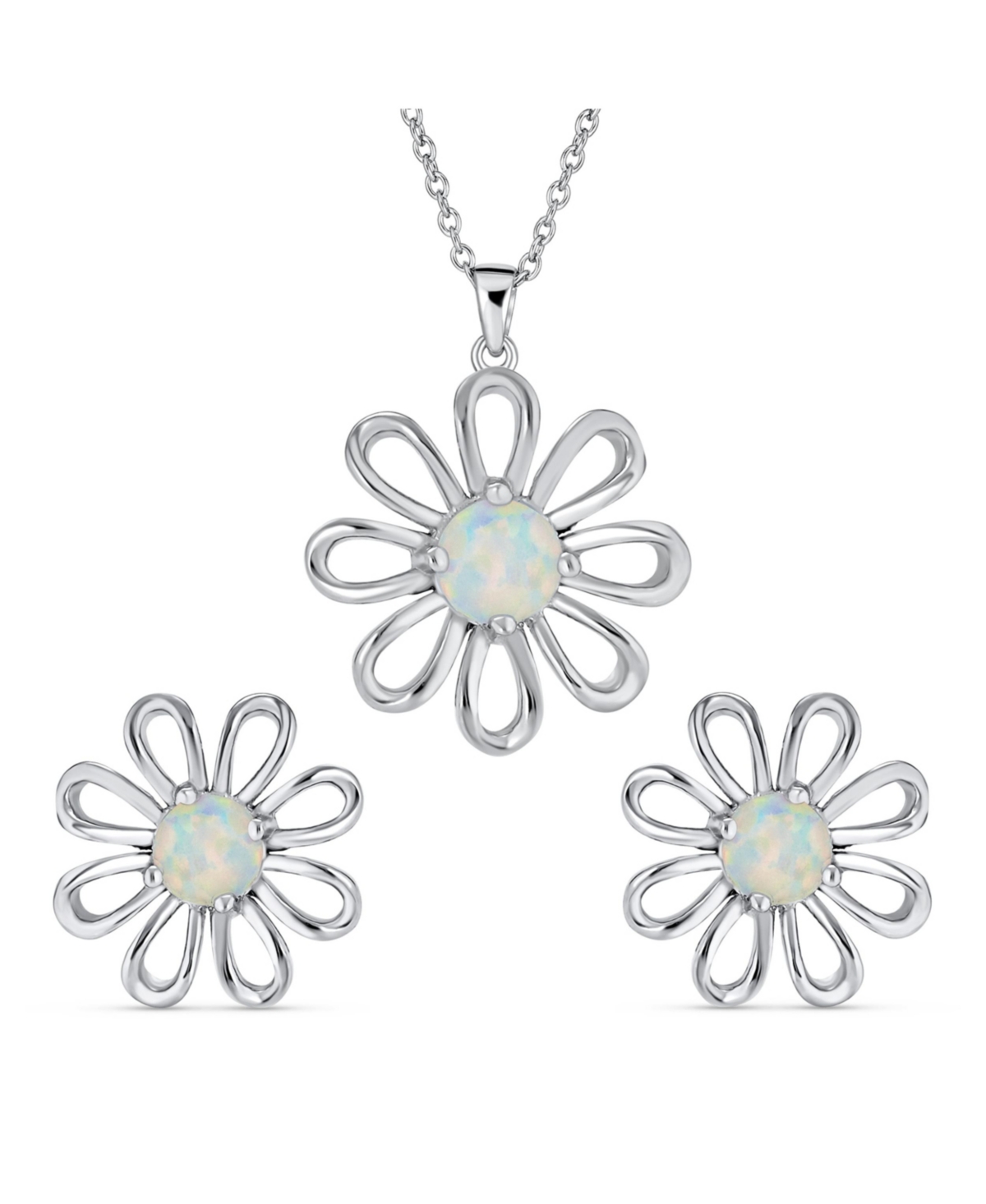 Click here for Bling Jewelry Daisy Flower White Created Opal Pend... prices