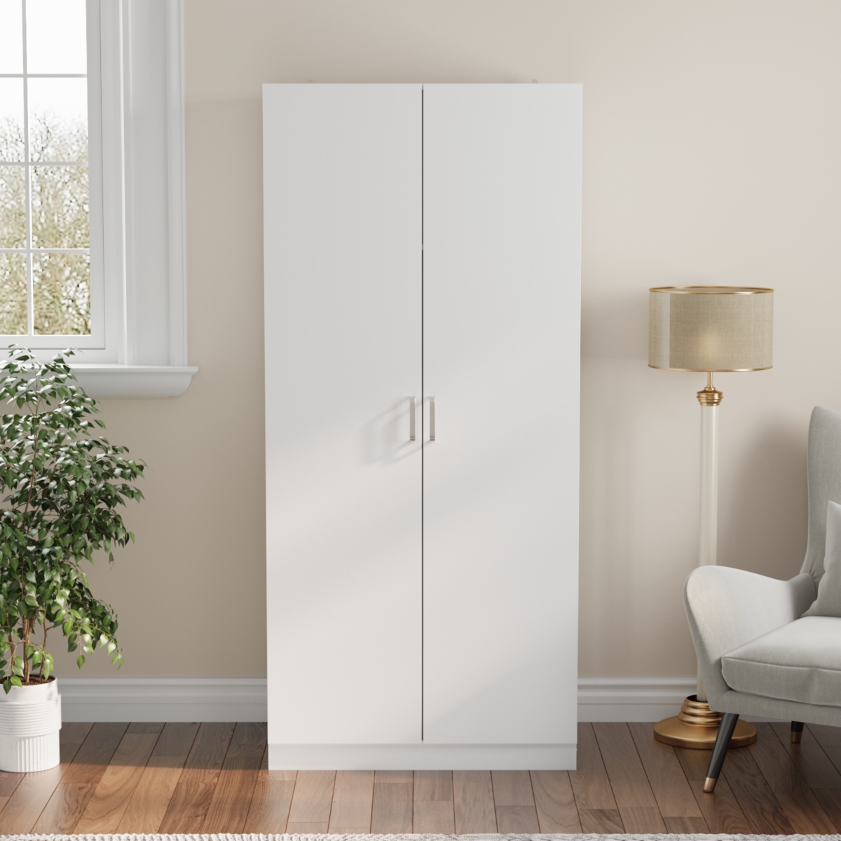 Click here for Famapy White 2-Doors Armoire Wardrobe with Hanging... prices