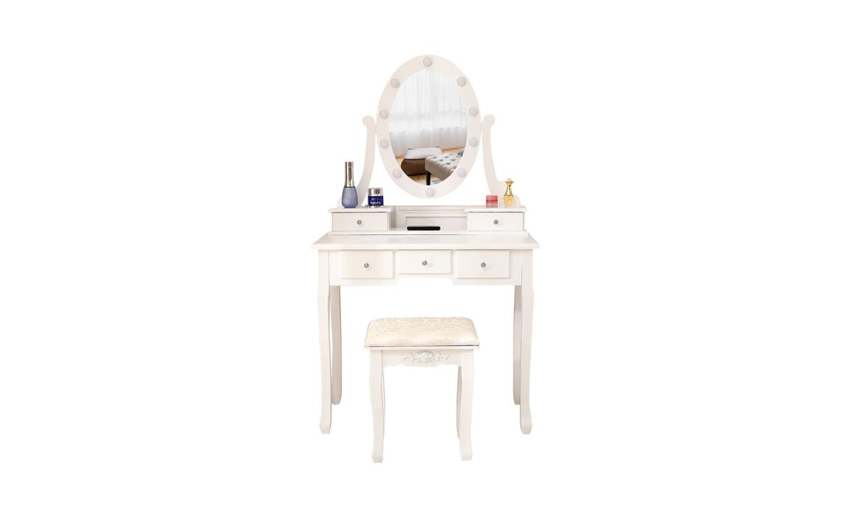 Click here for Slickblue 5-Drawer Dressing Table with Single Mirr... prices