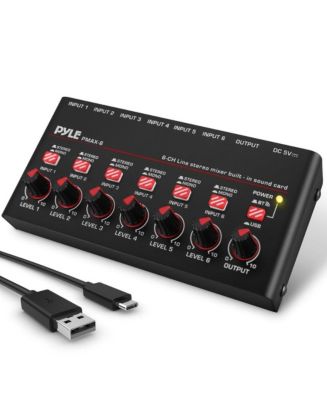Pyle Compact Bluetooth 6-Channel Line Mixer with USB Audio Interface ...