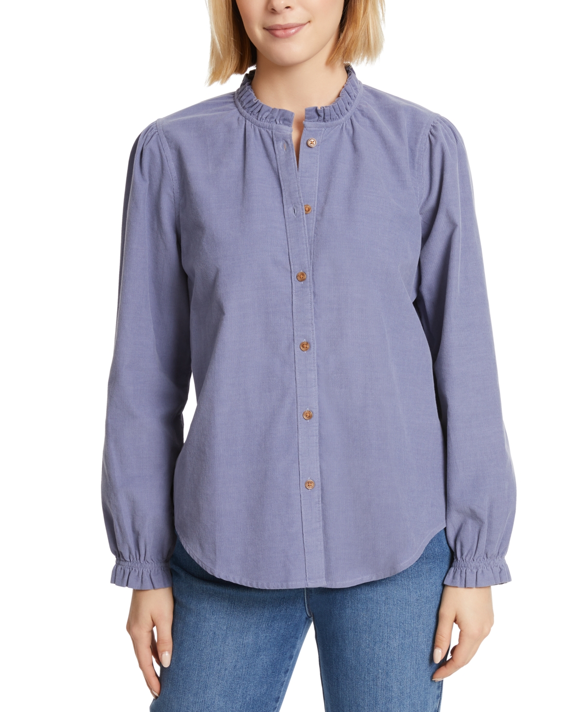Click here for Gloria Vanderbilt Womens Cotton Ruffle-Trim Blouse... prices