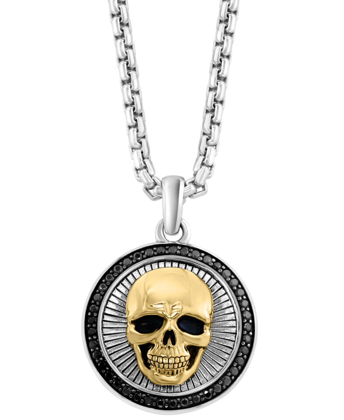 Click here for Effy Mens Black Spinel Skull Head 22 Round Disc Pe... prices