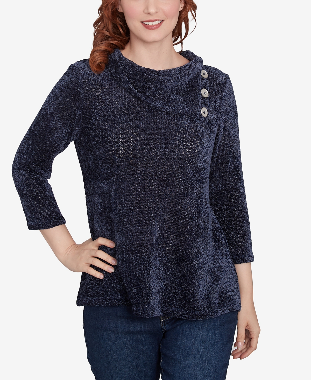 Click here for Ruby Rd. Petite Split Cowl Neck Chenille Shine Kni... prices