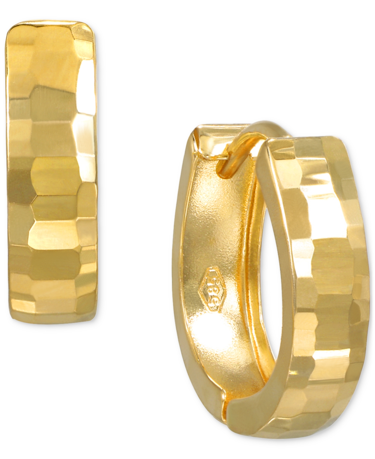 Click here for Mirror Texture Wide Oval Small Huggie Hoop Earring... prices