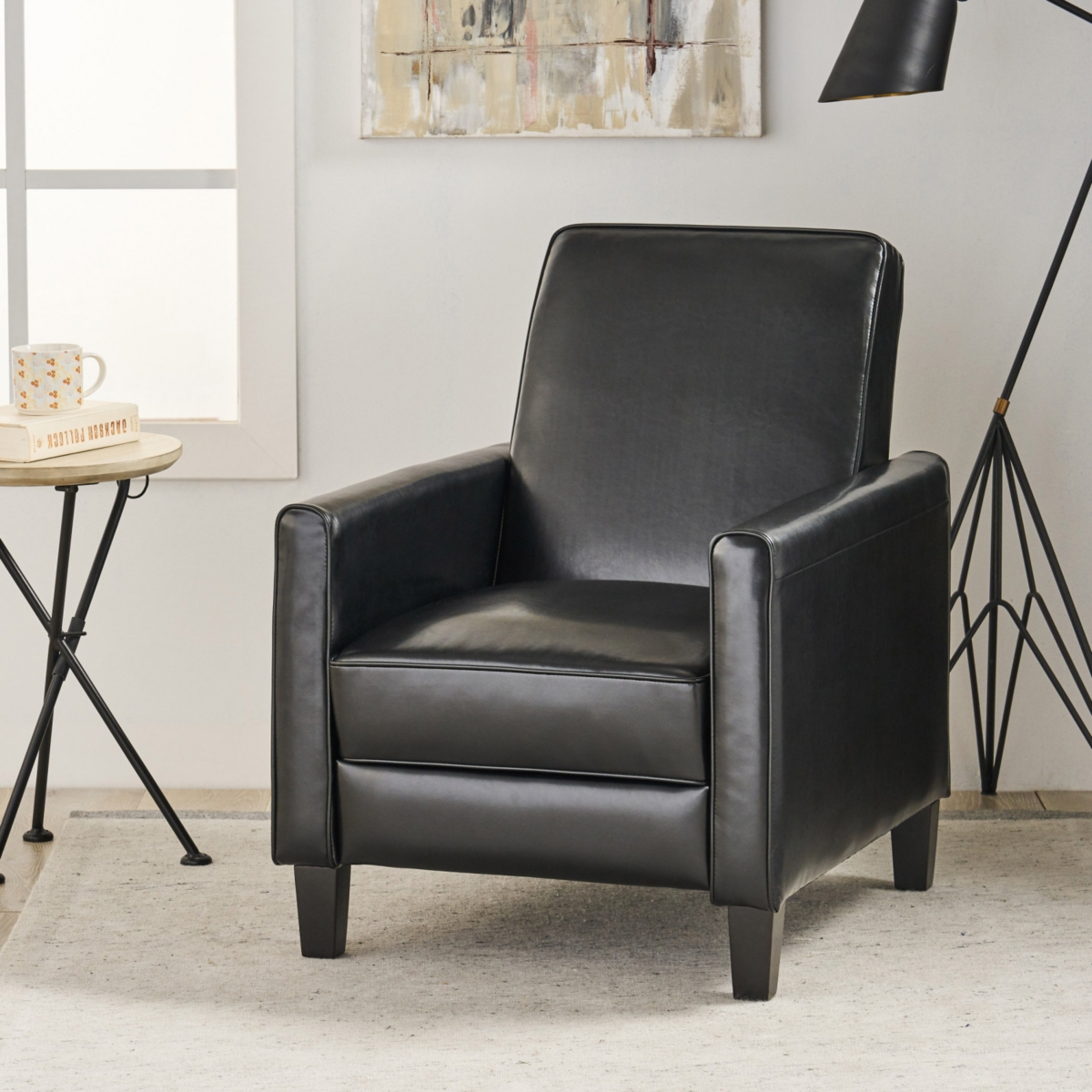 Click here for Streamdale Furniture Black Fax Leather Push Back C... prices