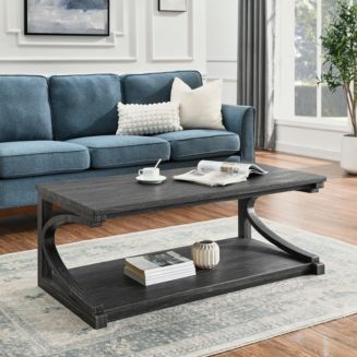 Simplie Fun Unique coffee table, solid wood 48 inch modern coffee table ...