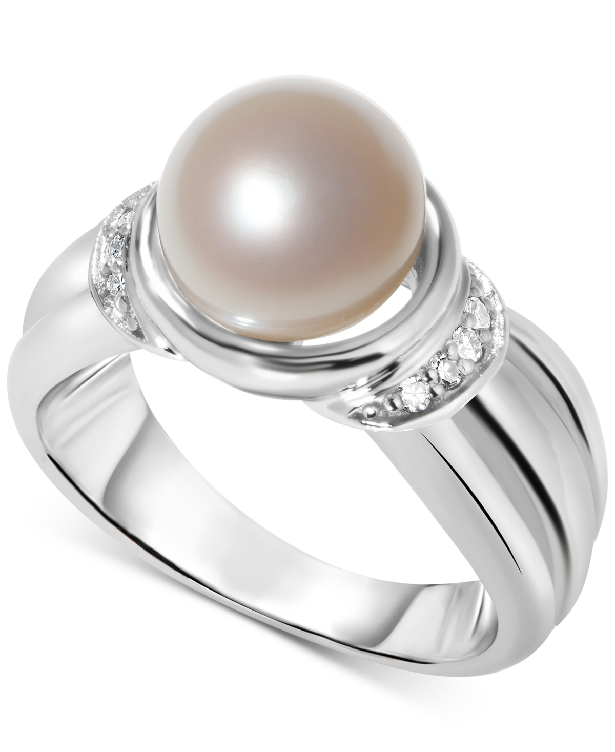 Click here for Cultured Freshwater Pearl (9-1/2mm) & Diamond (1/2... prices