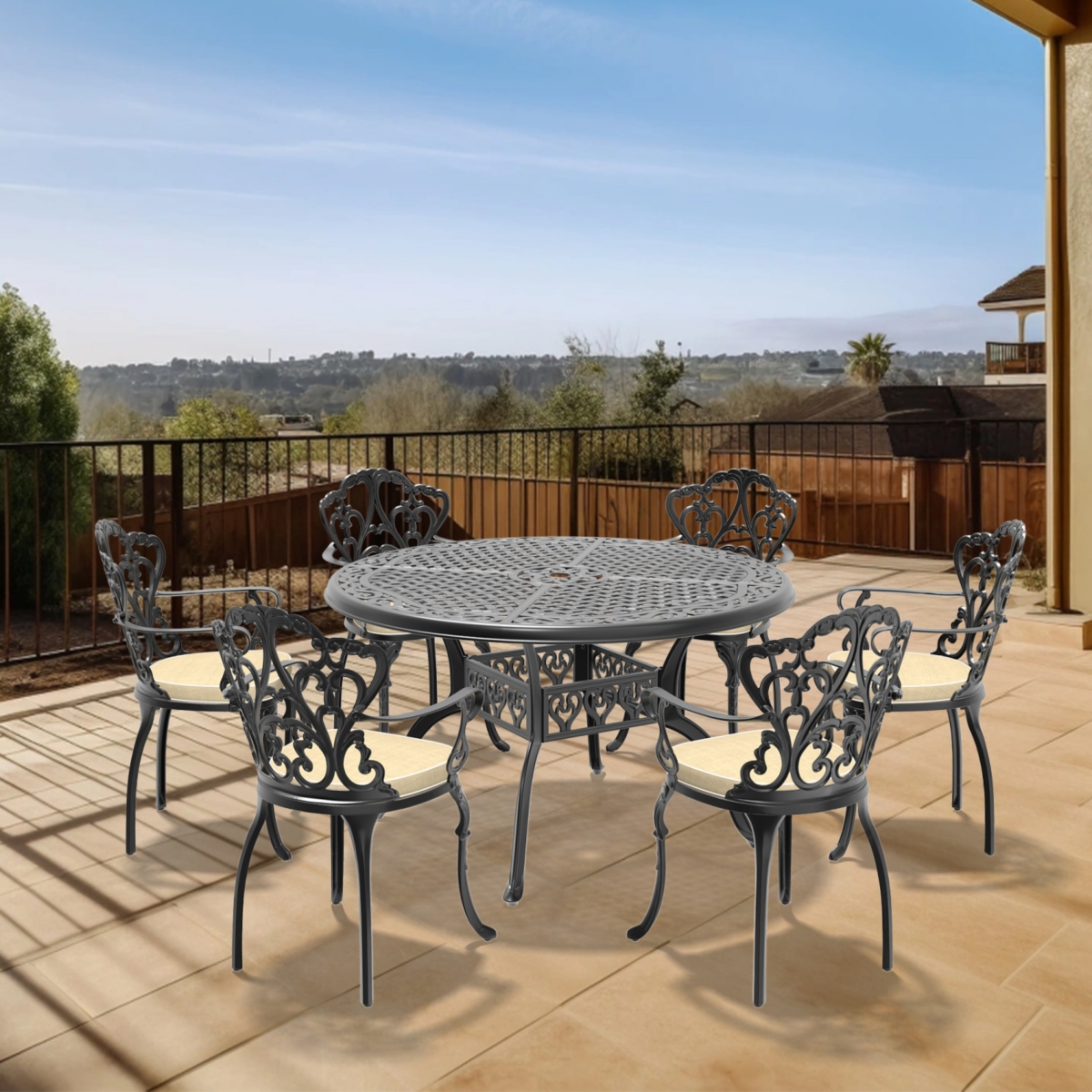 Click here for Streamdale 7-Piece Cast Aluminum Patio Set w/ Cush... prices