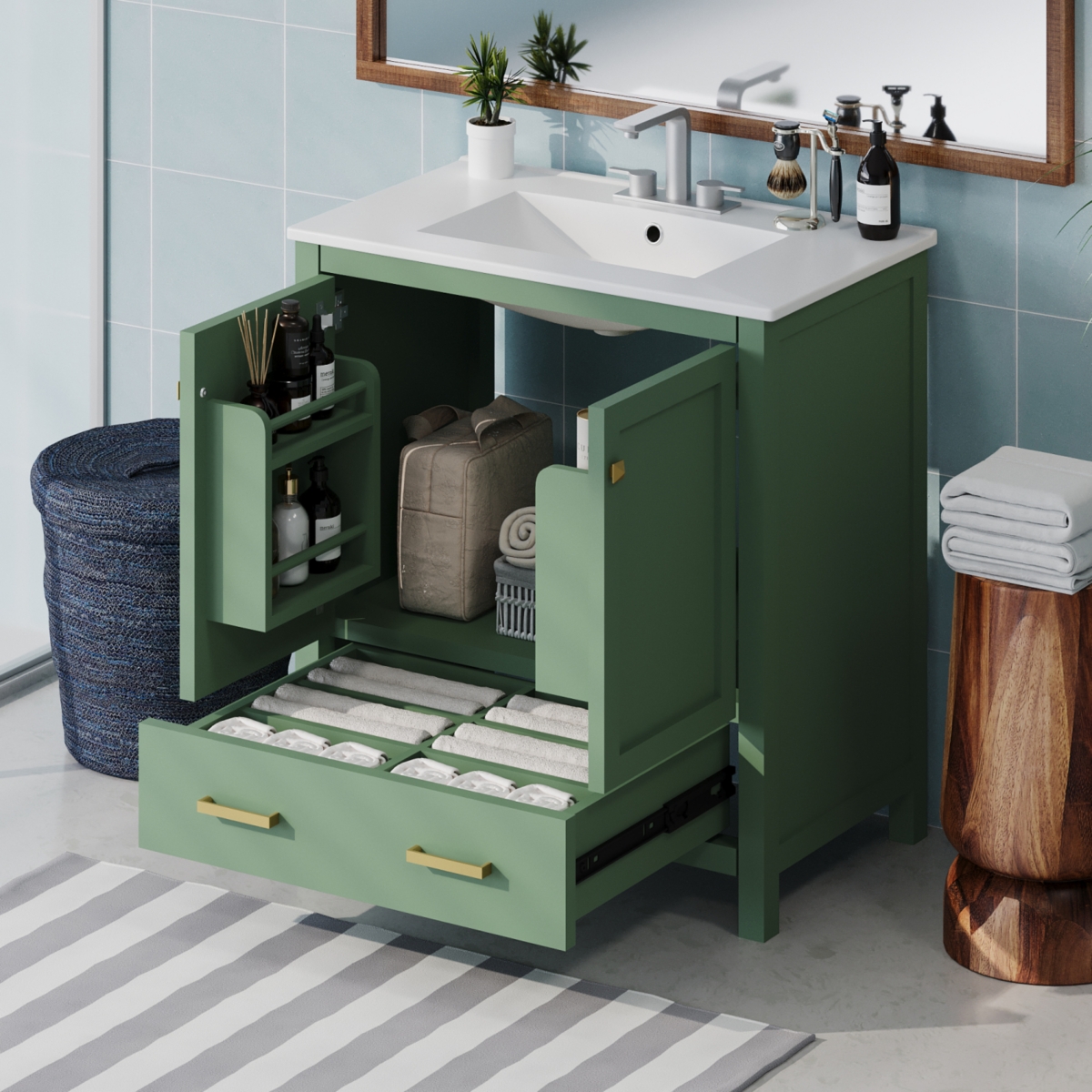 Click here for Streamdale 30" Green Bathroom Vanity with Sin... prices