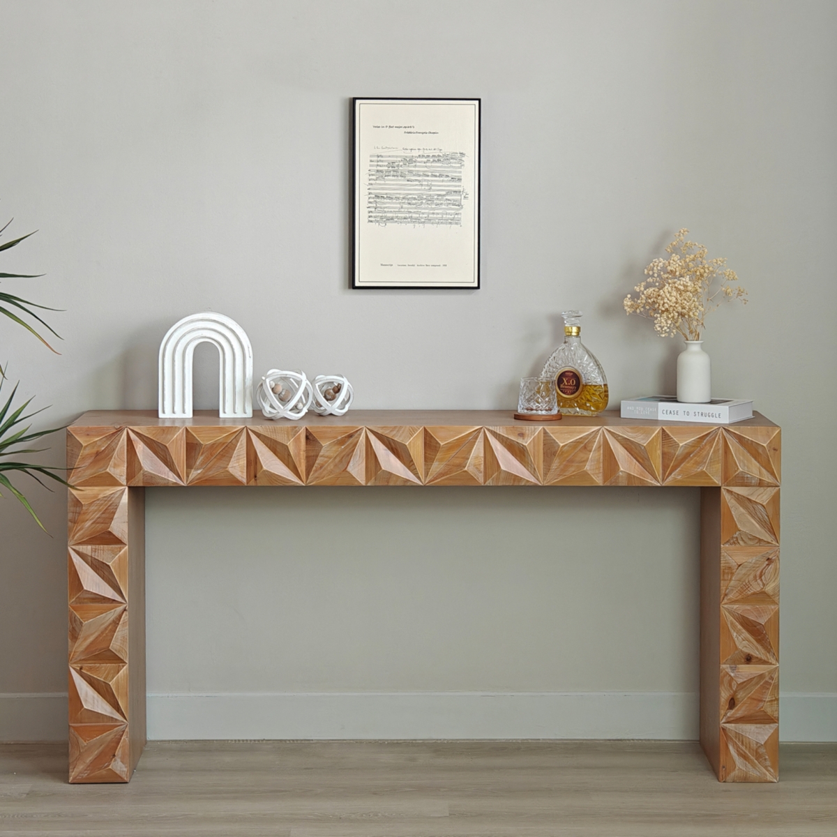 Click here for Modern Geometric Wooden Console Table - Brown prices