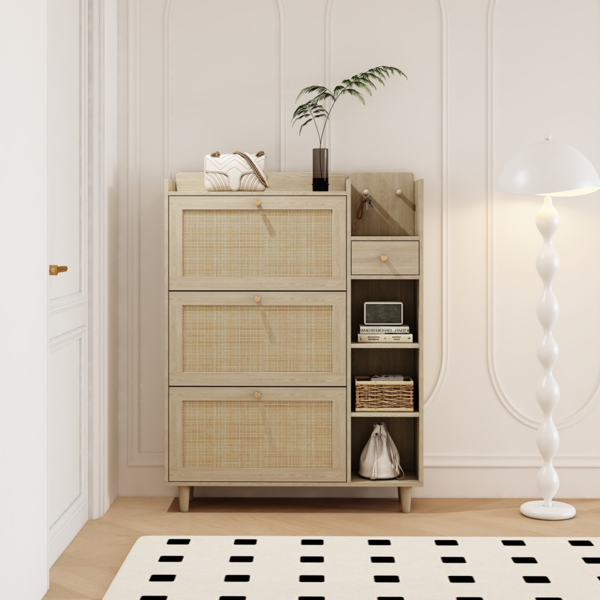 Click here for Streamdale Bohemian Shoe Cabinet with Rattan Drawe... prices