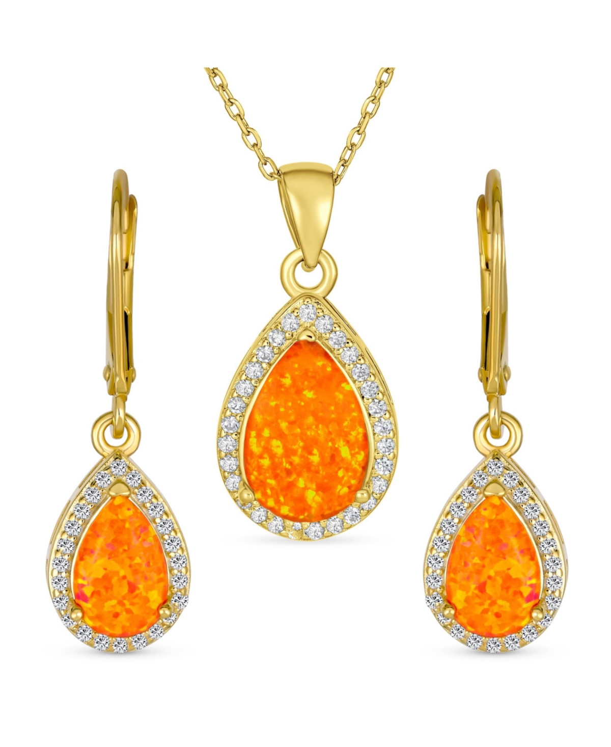 Click here for Bling Jewelry Cz Halo Solitaire Orange Opal Teardr... prices