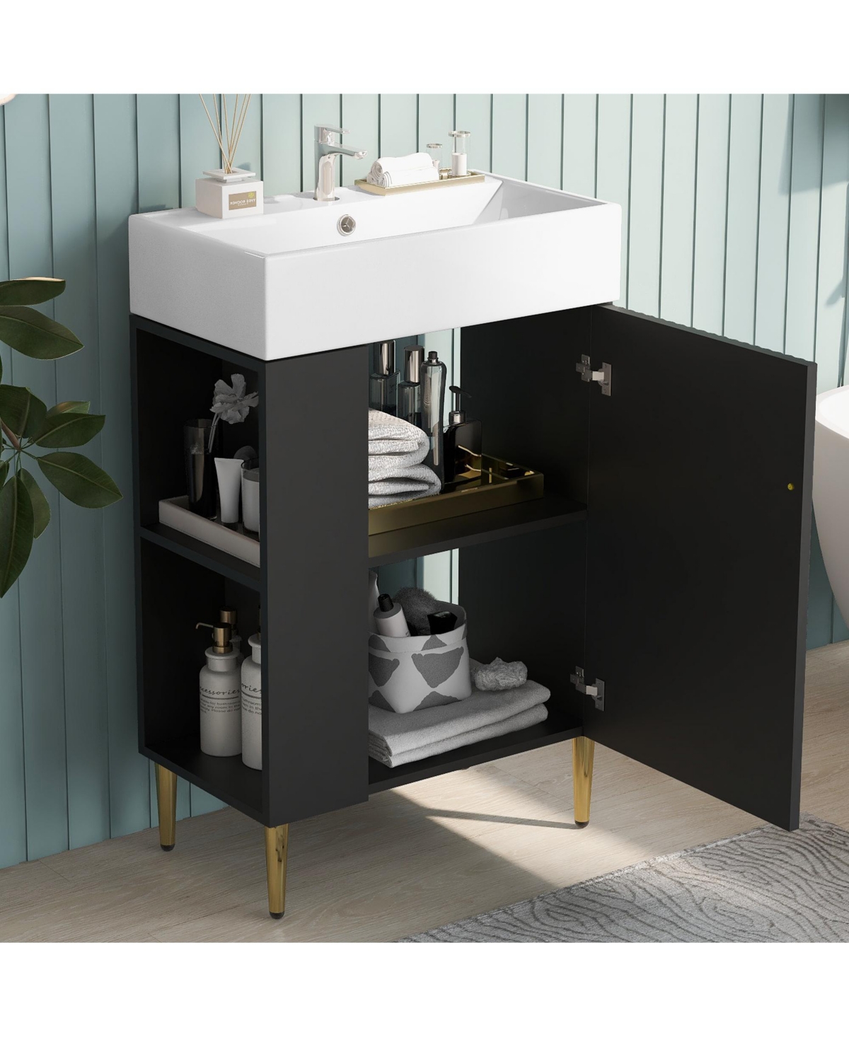 Click here for Streamdale 21.6" Black Vanity with Sink and L... prices